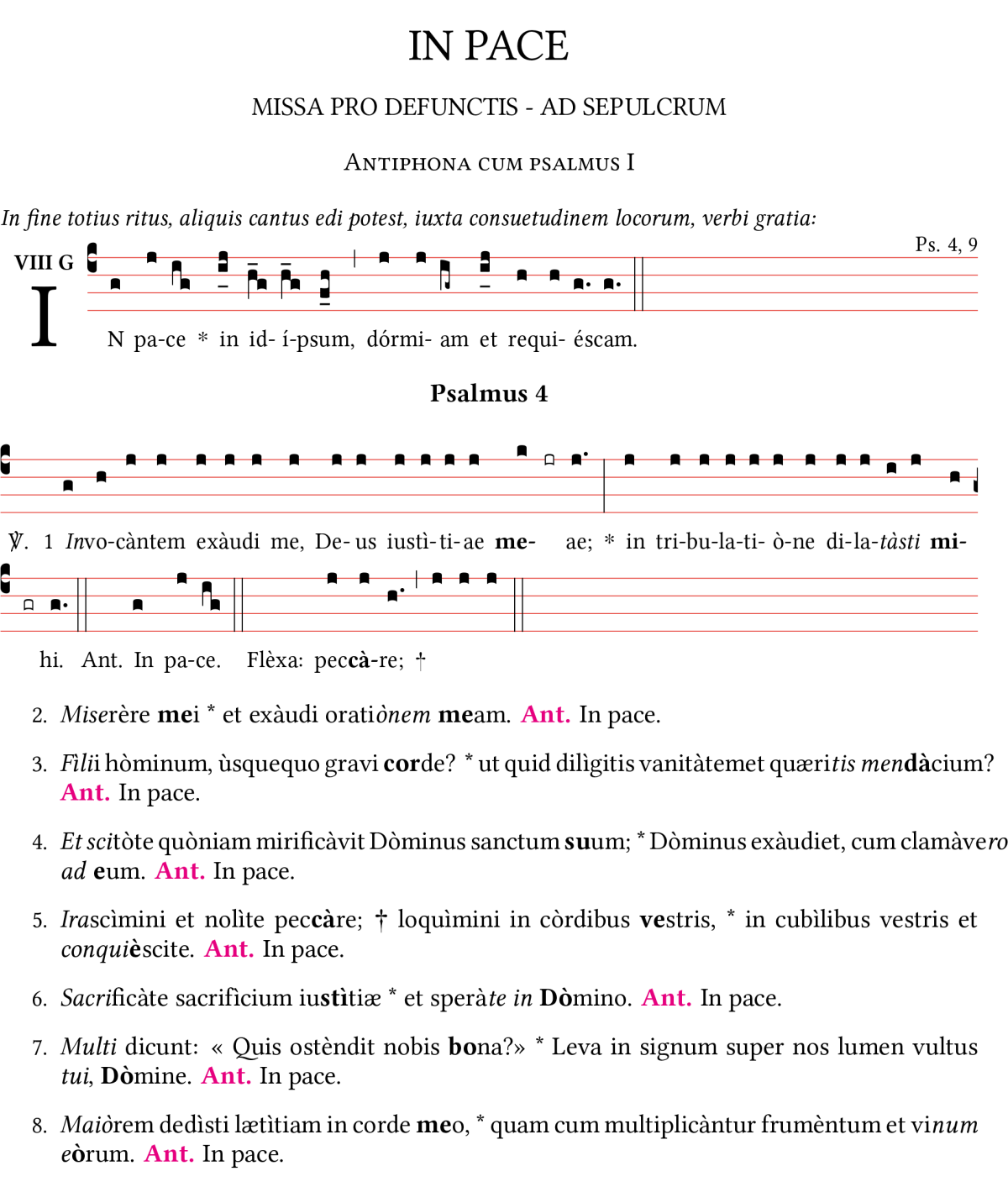 Missa Pro Defunctis (Ordinarius, Introitus et Antiphonae) - Gregorianum.org